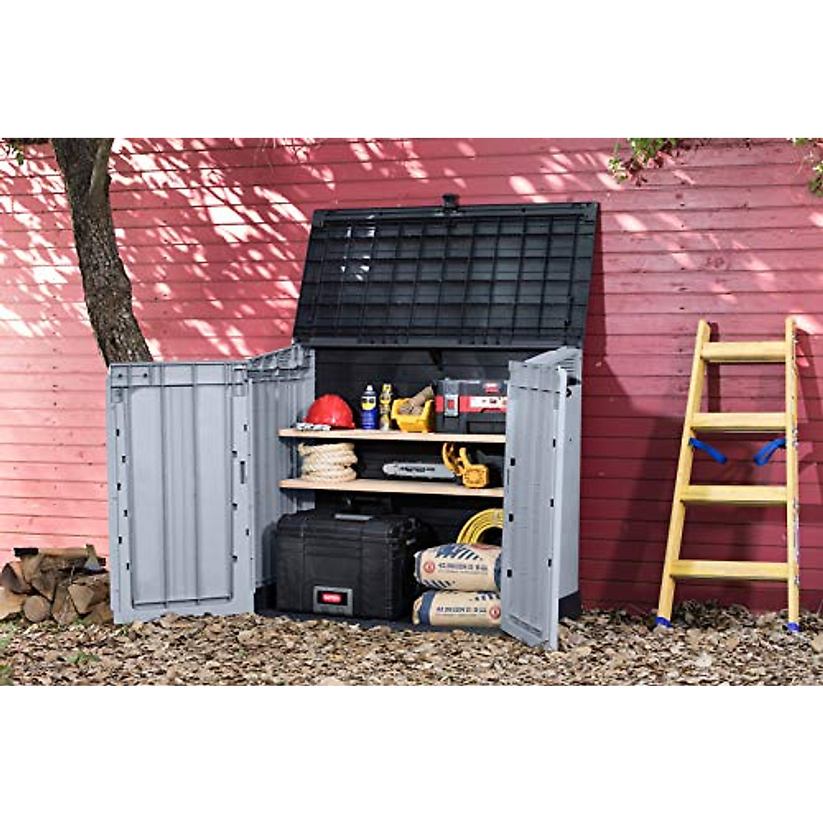 Keter 249317 Store it Out Nova Outdoor Garden Storage Shed, 32 x 71.5 x 113.5 cm, Light Grey with Dark Grey Lid
