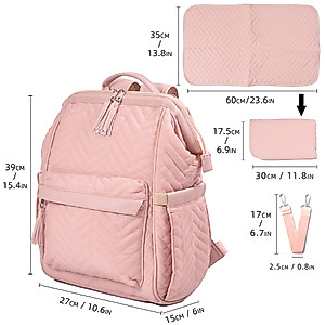 KZNI Diaper Bag Backpack, Travel Diaper Backpack, Diaper Bag with Stroller Hanger,Thermal Pockets,Diaper Bag Backpack (pink)
