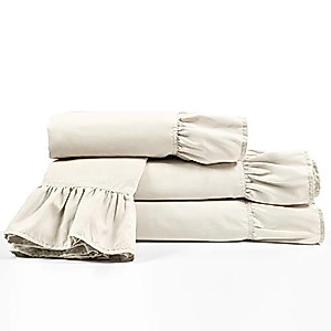 Lush Decor Reyna 4 Piece Ruffle Sheet Set, Queen, Wheat