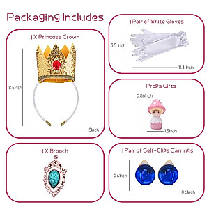 MOAGIS Kids Girl Princess Peach Costume Pink Dress Halloween Dress up Outfits with Crown Gloves Costumes for Girls, 4-5Y