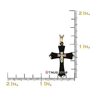 Black Cross in a Cross Pendant Necklace, 12k Green and Rose Black Hills Gold 18 Inches