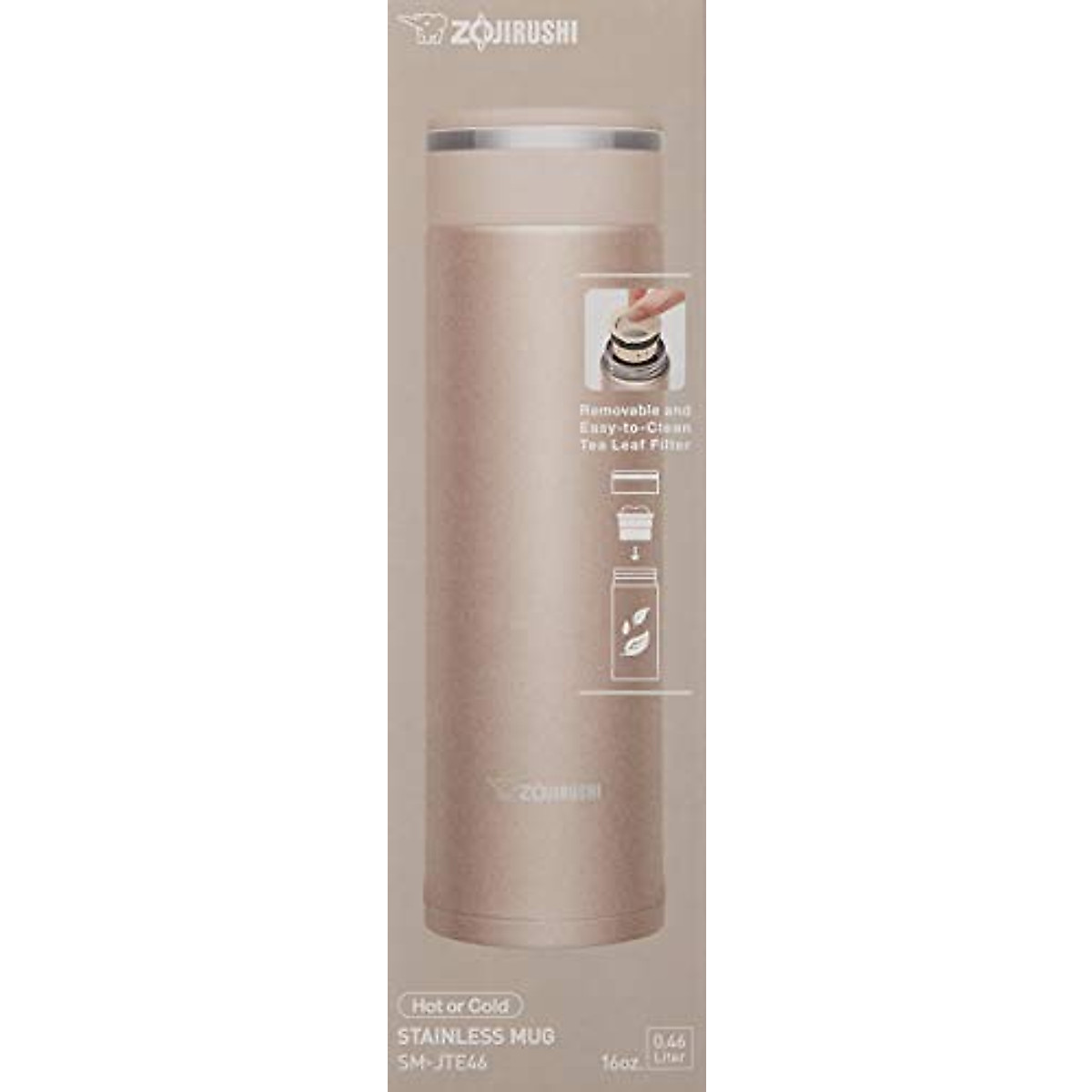 Zojirushi Stainless Steel Travel Mug with Tea Leaf Filter, 11-Ounce/0.34-Liter, Pink Champagne