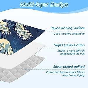 GOODOLD Japanese Waves Ironing Mat Portable Travel Ironing Pad for Washer,Dryer,Table Top, Iron Board Alternative Cover, Large Heat Resistant Ironing Blanket