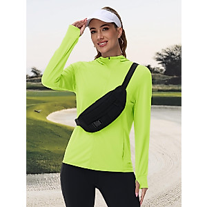 TACVASEN SPF Jackets for Women with Pockets Sun Protection Traveling Rash Guard Hoodie Shirts, F-Green, L