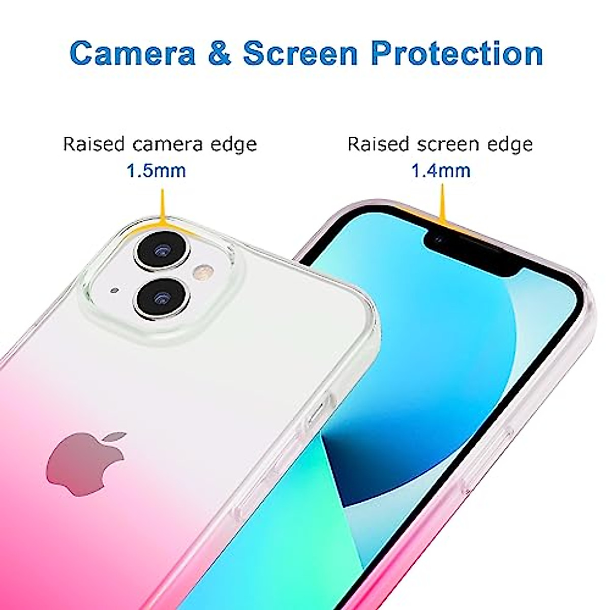 JJGoo Compatible with iPhone 13 Mini Case, Soft Transparent Shockproof Protective Slim Thin Bumper Phone Cover for iPhone 13 Mini - 5.4 inch, Gradient Pink