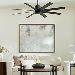 Quorum International 196728-69 I Proxima Collection 72 Inch Eight Blade Patio Ceiling Fan I Noir Finish I Six Speed Reversible Motor I Modern Contemporary Fixture I