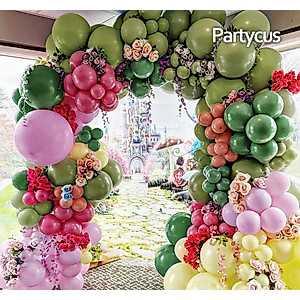 Pink Green Yellow Balloon Garland - Double Stuffed Sage Green Dusty Rose Pink Olive Matte Balloons Pastel Balloon Arch Kit for Baby Shower Birthday Summer Wonderland Party Decoration