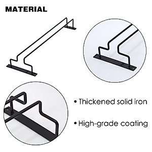 MATILODI 2 Pack 15.8-Inch Long Single Rail Metal Wine Glass Rack - Under Cabinet Stemware Wine Glass Storage Holder with Screws - Wire Wine Glass Hanger for RV Cabinet Kitchen Bar (Black, 2)