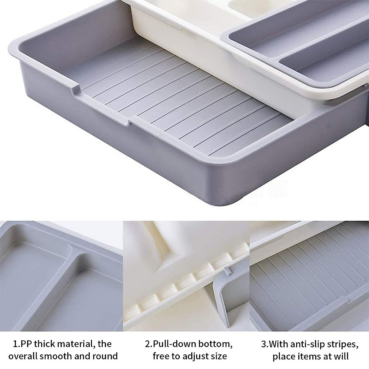 MDHAND Kitchen Drawer Organizer - Expandable Silverware Organizer/Utensil Holder and Cutlery Tray with Drawer Dividers for Flatware and Kitchen Utensils