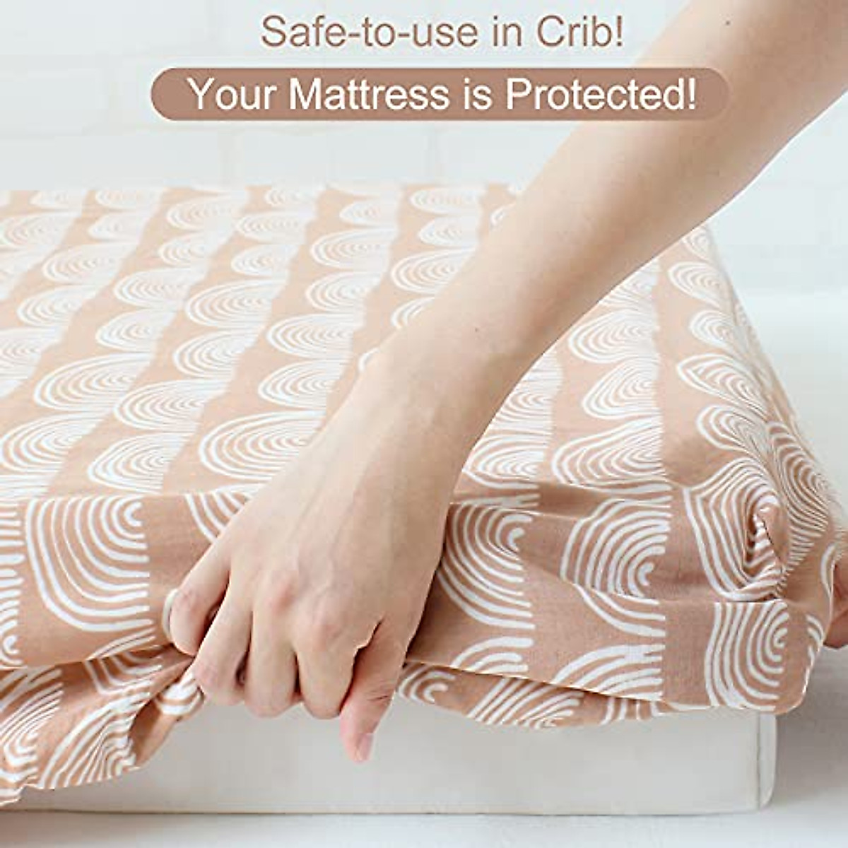 LifeTree Muslin Crib Sheets for Girls and Boys, 70% Viscose from Bamboo and 30% Cotton Boho Fitted Baby Crib Sheet for Standard Crib Mattress & Toddler Bed Mattress (52"x28") - Rainbow Pattern