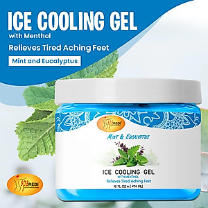 SPA REDI - Massage Cooling Gel for Pedicure, Mint and Eucalyptus Oil with Menthol 16 Oz, Peppermint Extract - Professional Strength Pedicure Foot and Leg Ice Cooling Gel Massage Therapy,