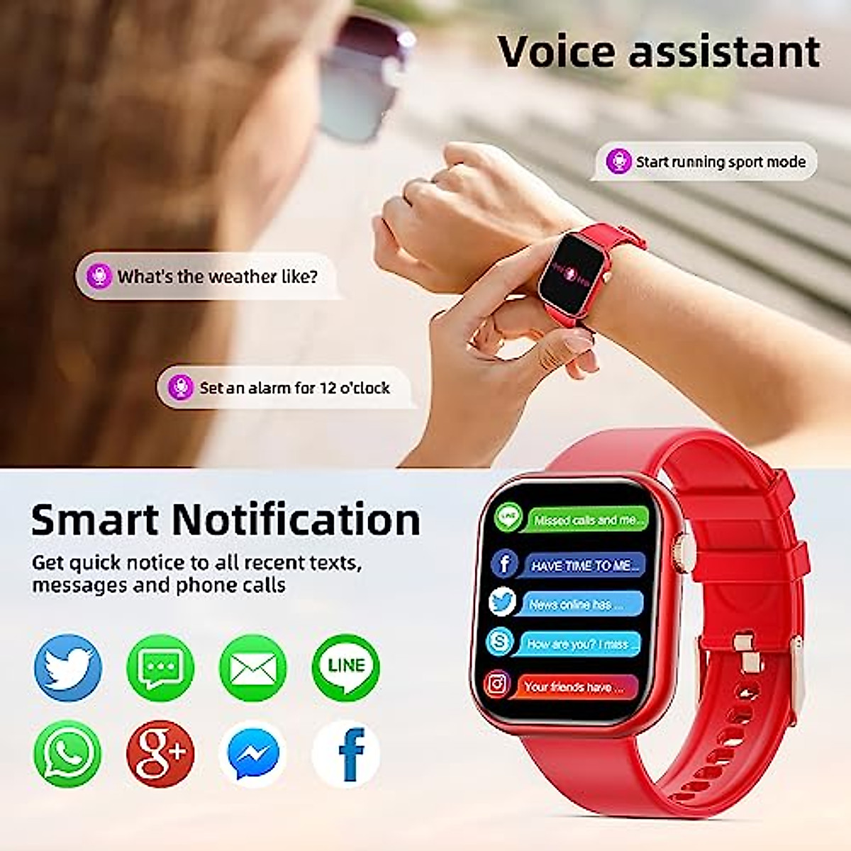 Hwagol Smart Watch,Bluetooth Call Smartwatch for Men Women,Monitor Heart Rate/Sleep/Blood Oxygen/Pedometer,Multiple Exercise Modes,Compatible with iOS and Android, 1.85-inch Screen Fitness Trackers