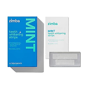 Zimba Teeth Whitening Strips for Teeth Sensitive White Strips for Teeth Whitening Hydrogen Peroxide Teeth Whitener Stain Remover 28 White Strips Included Per Pack, 2 Pack (14 Day Treatment), Coconut