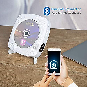 CD Player, Bluetooth HiFi Speaker, USB Flash Player, AUX line-in Audio Boombox, FM Radio, Portable, Wall Mountable and Desk Stand, with Remote Control