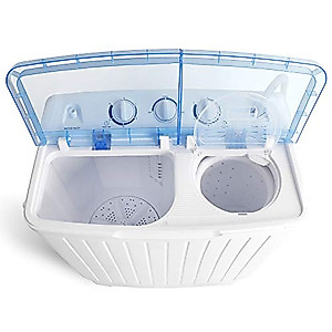 SUPER DEAL 2IN1 Portable Washing Machine 17.6lbs Mini Twin Tub Compact Laundry Washer Spinner Cycle Combo for Apartment, Camping, Dorms and RV, Timer Control, Gravity Drain and Inlet Water Hose
