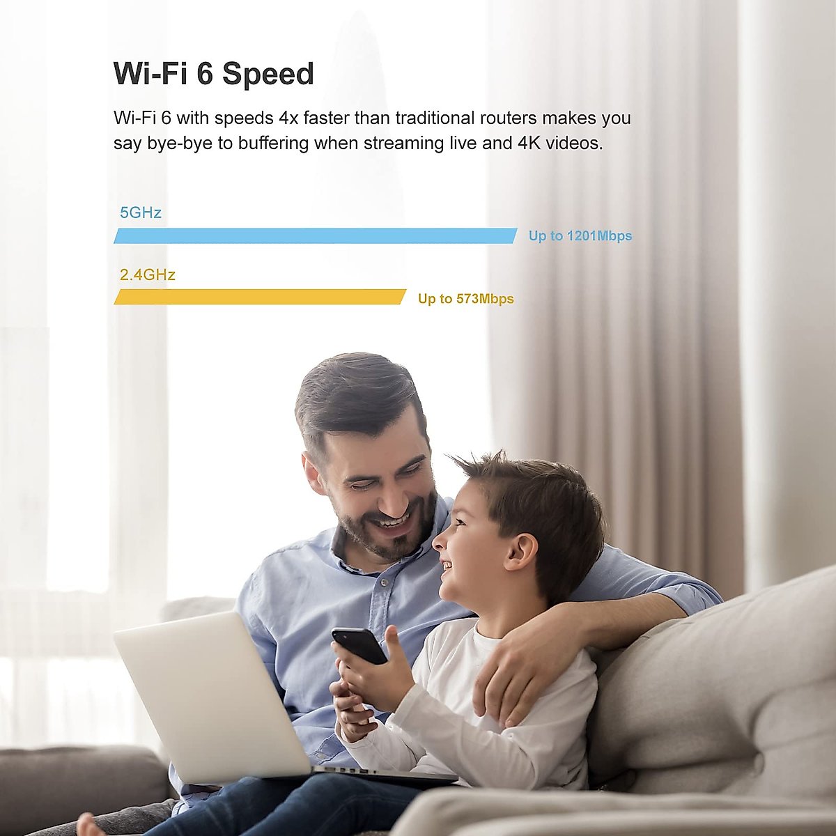 Mercku M6a Mesh Wi-Fi 6 Router for Wireless Internet 1 Pack Covers up to 3,000 sq.ft. Can Add More Units to Form a Mesh Wi-Fi System, Dual-Band Gigabit Router, App Control, AX1800, Iron Grey