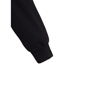 Verdusa Women's Hollow Out Fishnet Long Sleeve Drawstring Hoodie Super Crop Sweatshirt Black L