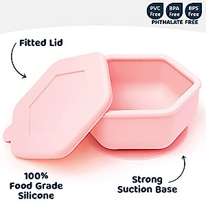 Tiny Twinkle Silicone Suction Bowls Set with lids for Baby and Toddler - 100% Silicone - BPA Free - Microwave Safe - Suction Bowls For Baby, Snack Containers For Toddlers (Rose, Burgundy, 2 Pack)