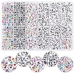 UOONY 8800pcs Beads Kit, Including 7200pcs 4mm Glass Seed Beads and 1600pcs Letter Beads for Bracelet Jewelry Making and Crafts with 20m Crystal String and 30m Elastic String