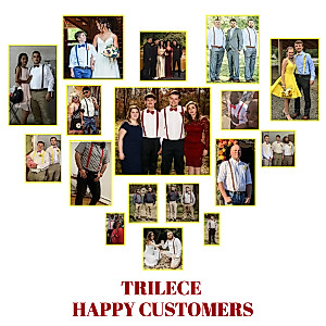 trilece Red Suspenders for Men with Bow Tie - Adjustable Size Elastic 1 inch Wide Y Shape - Womens Suspenders with Bowtie - Halloween Costume (Red, 1)