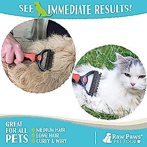 Raw Paws 2-Side Undercoat Rake for Dogs & Cats - For Mats, Tangle & Knots - Dog Rake for Undercoat - Dog Brush for Shedding - Cat Brush for Shedding Comb Dog Deshedding Tool - Dematting Tool for Dogs