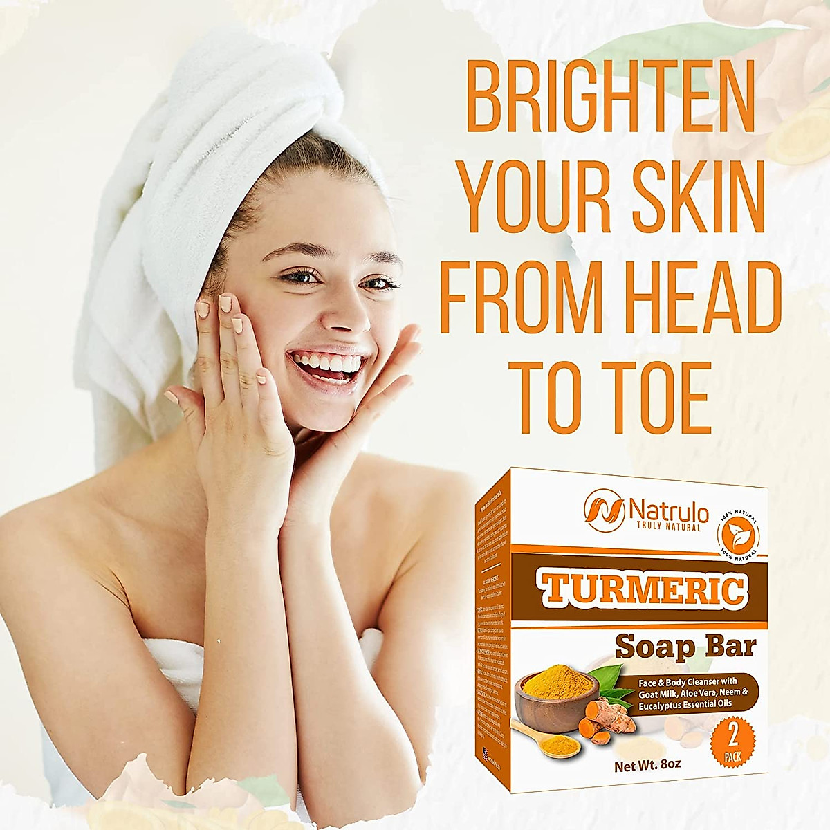 Turmeric Soap Bar for Face & Body - All Natural Turmeric Skin Soap - Turmeric Face Soap Reduces Acne, Fades Scars & Cleanses Skin - 4 Oz Turmeric Bar Soap for All Skin Types Made in USA