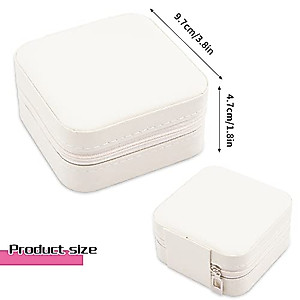Portable Travel Mini Jewelry Box Leather Jewellery Ring Organizer Case Storage Gift Box Girls Women (2pcs White).