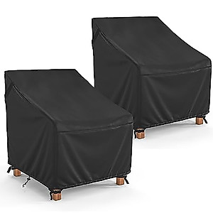 MR. COVER Outdoor Chair Covers, Patio Furniture Covers Waterproof & UV-Protection, Fits up to 32W x 37D x 36H Inches, with Air Vent and Handles, Black, 2 Pack