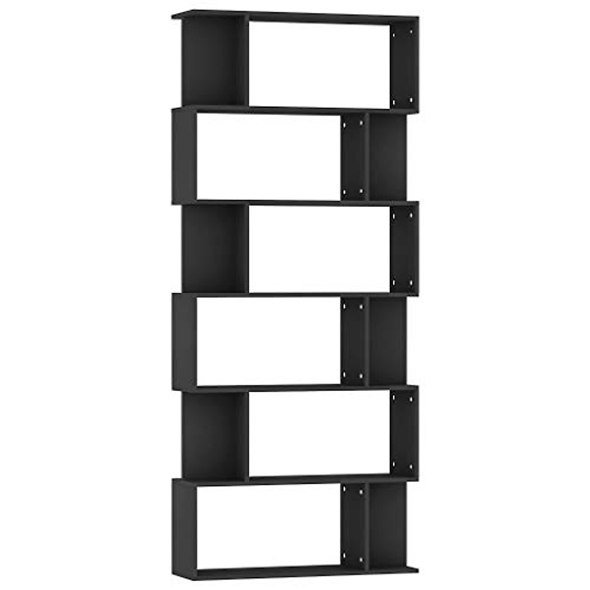 KTHLBRH Book Cabinet/Room Divider,Bookcase with Storage Decor Display Shelf Freestanding & Room Divider for Bedroom, Living Room Black 31.5"x9.4"x75.6" Chipboard