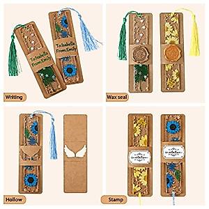 200 Pcs Bookmark Sleeves Resin Bookmark Holder Bookmark Party Favor Kraft Bookmark Covers DIY Bookmarks Blank Display Cards for Bookmark Wrapping Gift Decoration Party Favor, 5.9 x 1.8 inches