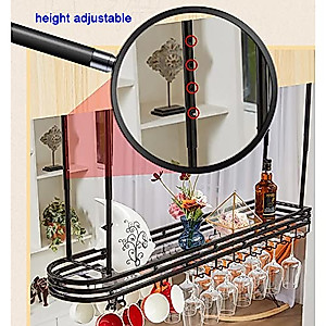 Ceiling Glass Rack Ceiling Hanging Rack,Adjustable Height,Metal Holder Stemare Goblets,for Bars Restaurants Kitchens,Can Bear 100KG