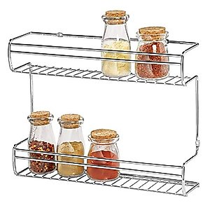 InterDesign Classico 2-Shelf Wall Mount Spice Organizer Rack for Kitchen Storage - Chrome