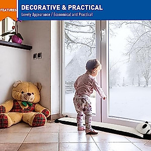 MAGZO Under Door Draft Stopper 36 Inch, Weighted Animal Noise Blocker for Door, Panda Draft Guard with Hook Loops