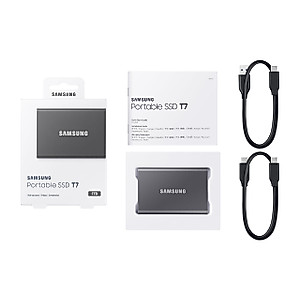 SAMSUNG SSD T7 Portable External Solid State Drive 1TB, Up to USB 3.2 Gen 2, Reliable Storage for Gaming, Students, Professionals, MU-PC1T0T/AM, Gray