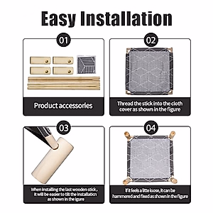 Babyezz Cat/Dog Bed - Wooden Pet Hammock, Elevated Breathable, Detachable Portable Indoor/Outdoor, Suitable for Kitty, Puppy, Bunny & Small Animals (Black Diamond)