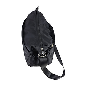 Purse Diaper Bag in Black Nylon with Matching Changing Pad Stroller Straps Premium Zippers 11 Pockets Insulated for Baby Bottles Crossbody Silver Tone Hardware Spacious Perfect for Moms on The Go