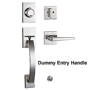 NEWBANG Silver Double Doors Handle Lock Set for Front & Entry Door - Satin Nickel Finish,MDHST2017SN-SET-BR