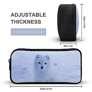 Snow Fox Pencil Case Pencil Pouch Coin Pouch Cosmetic Bag Office Stationery Organizer