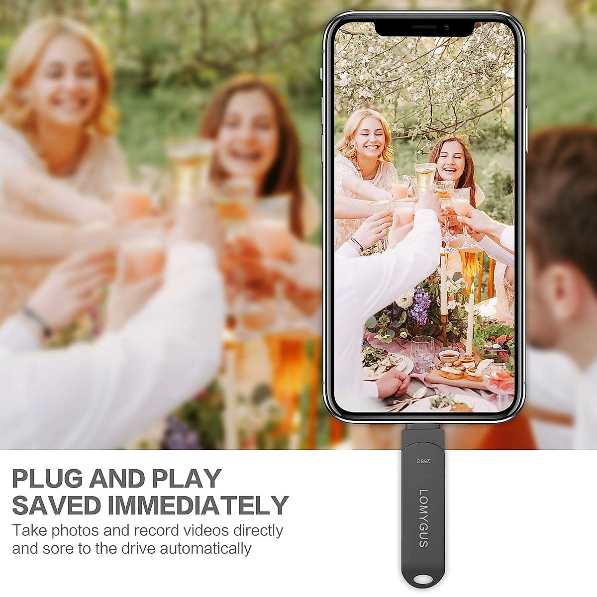 Photo Storage for Phone Flash Drive 256GB, Memory Stick for Phone by LOMYGUS Compatible iOS and USB-c of MacBook USB3.0 of Computer(Pink 256GB)