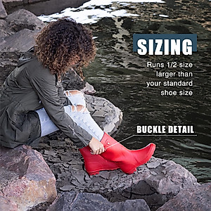 NORTY Women's Hurricane Rain Boots - Mid-Calf Length - Glossy Matte Waterproof Rubber Shoes - Matte Navy Size 9