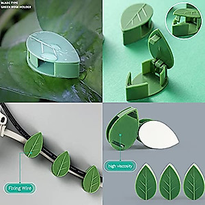 LUCKJUJU 100 Pcs Plant Climbing Wall Fixture Clips Self-Adhesive Hook Vines Traction Clips Invisible Holder Garden Green Leaf Simulation Self-Adhesive Hook Wire Fixing Supporting