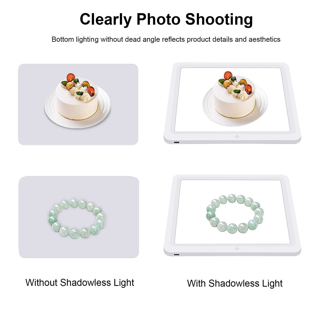 PULUZ 29cm Photography Shadowless Light Panel Ultra Bright LED Fill Light Background Panel Touch Bottom Light Photo Box Light with USB-C Power Suitable for Jewelry Cosmetic Handicraft Shooting