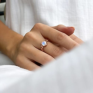 Genuine Moonstone Promise Ring for Women 14kt Gold by ASANA - Vintage Moonstone Ring Twig 14kt Rose Gold Sterling Silver Moonstone Promise ring - Crystal Rings, Gemstone Statement Ring, Moonstone Ring
