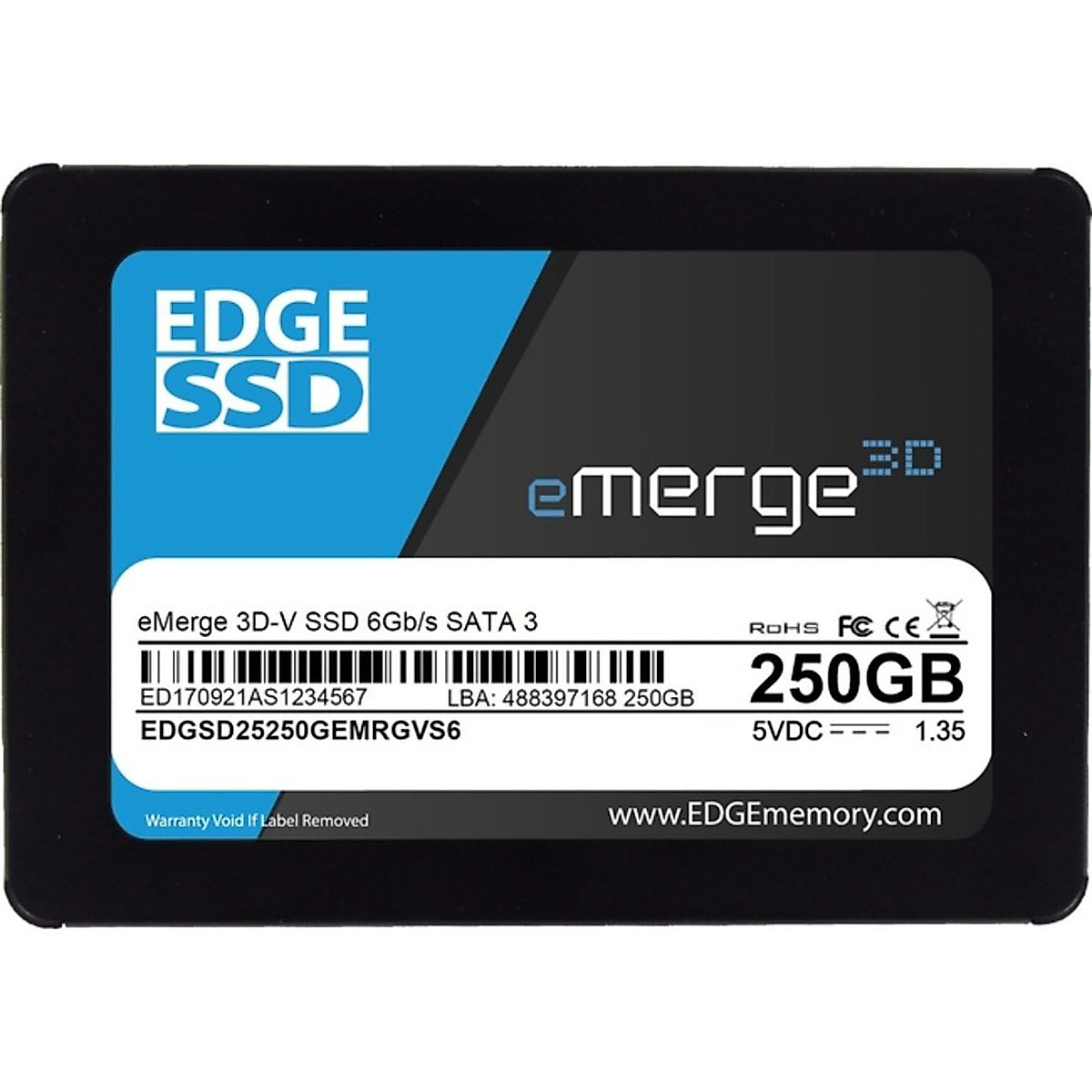 Edge Memory 250GB 2.5 Emerge 3D-V SSD - SATA 6GB/S