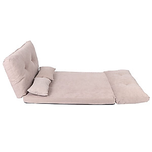 Denominate Comfortable Adjustable Lounger Folding Sofa Bed with 2 Pillows for Living Room Bedroom (Gray)