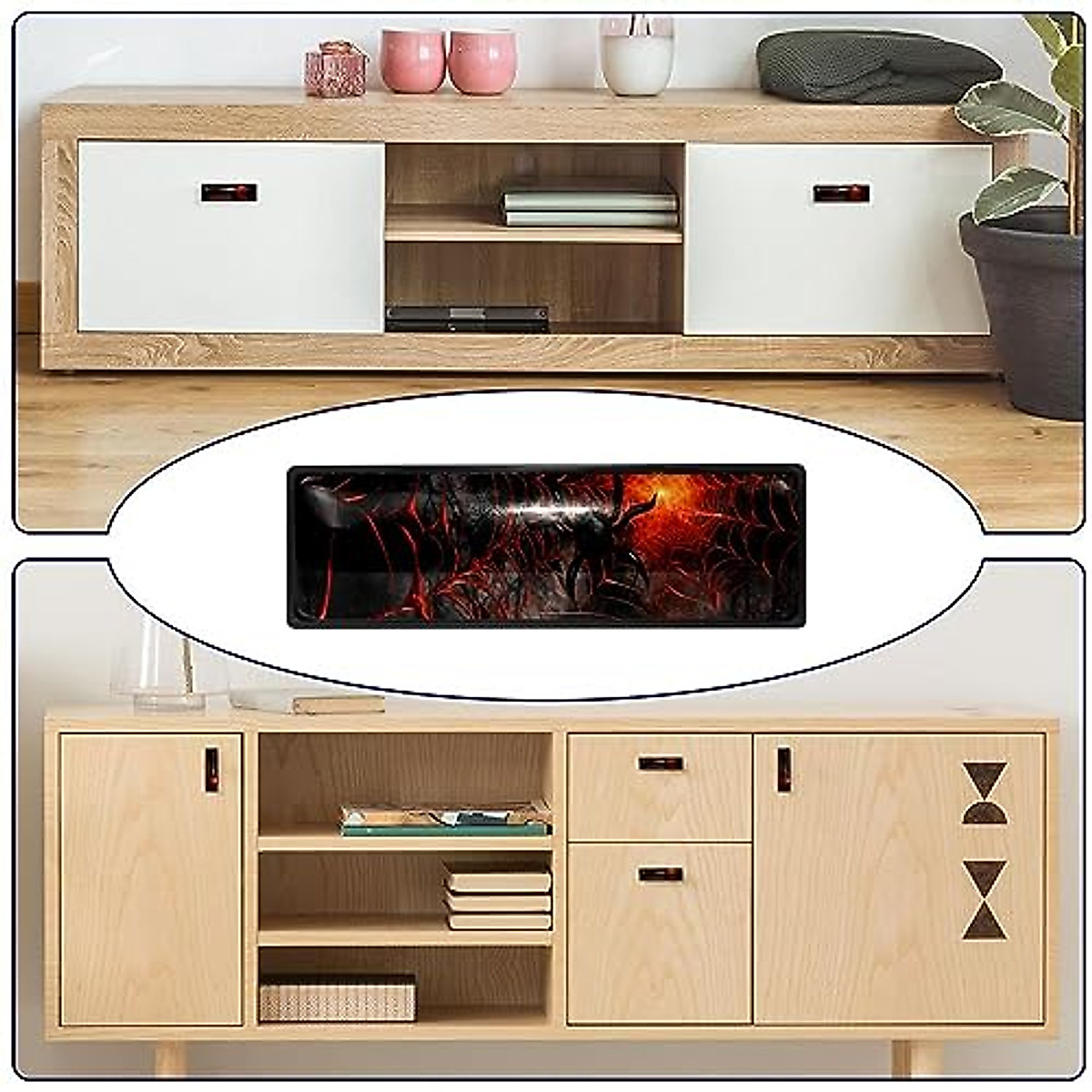 4 Pack 3.6In Double Holes Handles Pulls, Halloween Spider Web Print Decorative Kitchen Cabinet Dresser Drawer Closet Cupboard Door Handles Pulls for Home Bedroom Bathroom
