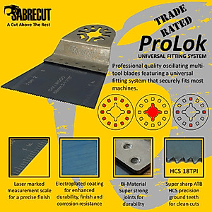 25 x SabreCut PRK25A Premium OMT Mix Blades Set Compatible with Bosch Fein (ONLY Non-StarLock) Makita Milwaukee Genesis Chicago Craftsmen Nextec Rockwell Ryobi Hitachi Multi Tool Accessories