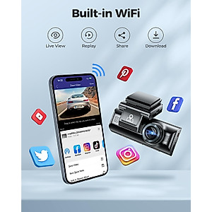 AZDOME M550 3 Channel Dash Cam with 3-Lead Mini USB Hardwire Kit (JYX02)