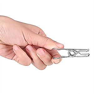 BORDSTRACT 20PCS Stainless Steel Clothes Pegs, Laundry Hanging Clothesline Clips, Long-Lasting Strong-Grip Metal Laundry Clips for Washing Line Snack Bags Washcloth Paper at House Kitchen Office