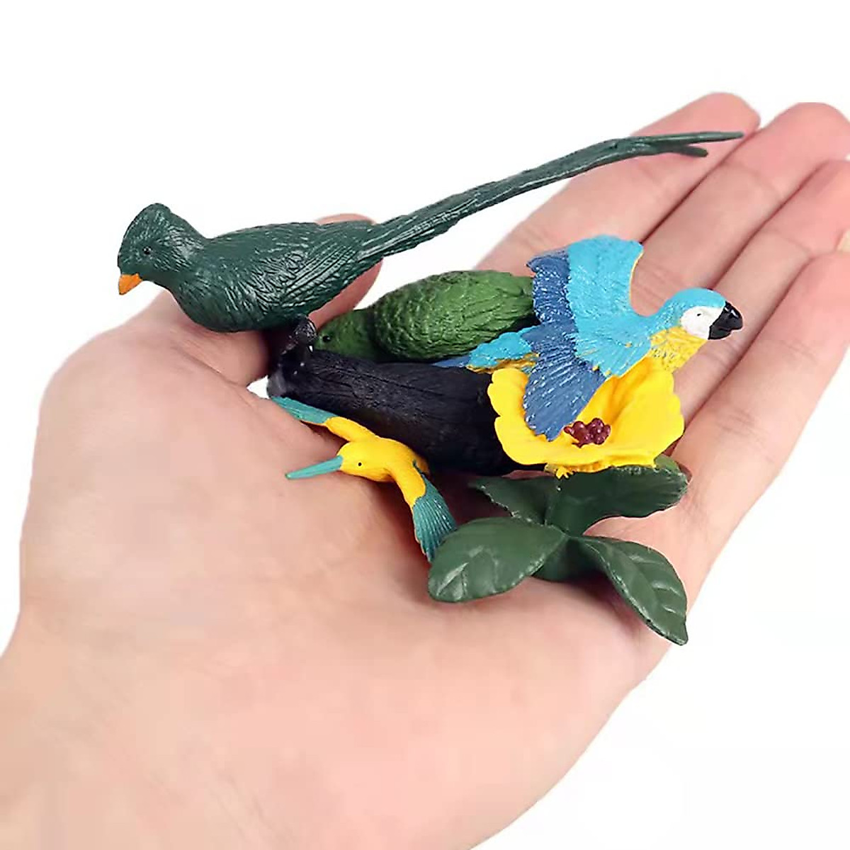 DOYIFun 10 Pcs Simulated Bird Animals Parrot Model Figure Toys, Realistic Flamingo Birds Figurine Collection Playset Cake Toppers Gift for Kids Educational Toys